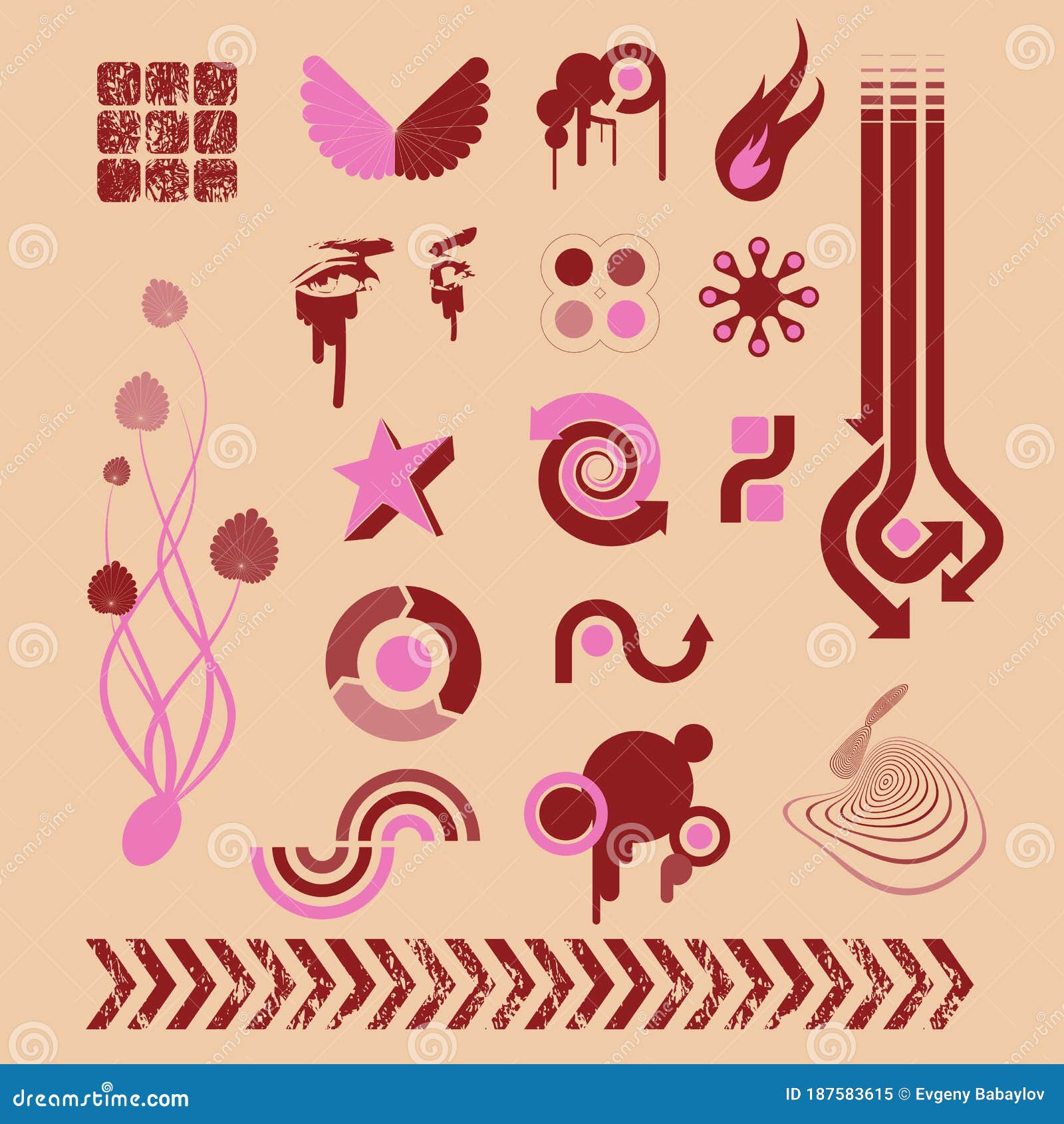 Abstract Compilation of Different Symbols on a Yellow Background ...