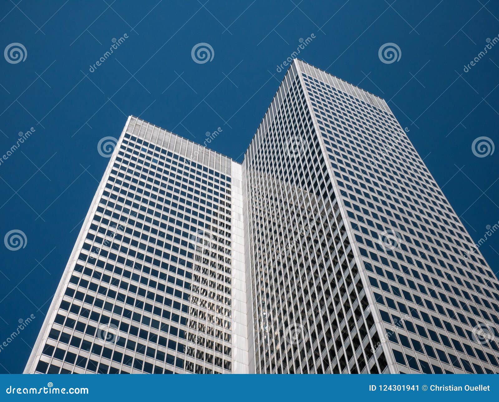 Abstract and Complex Blue Skyscraper Structure Downtown in Montreal ...