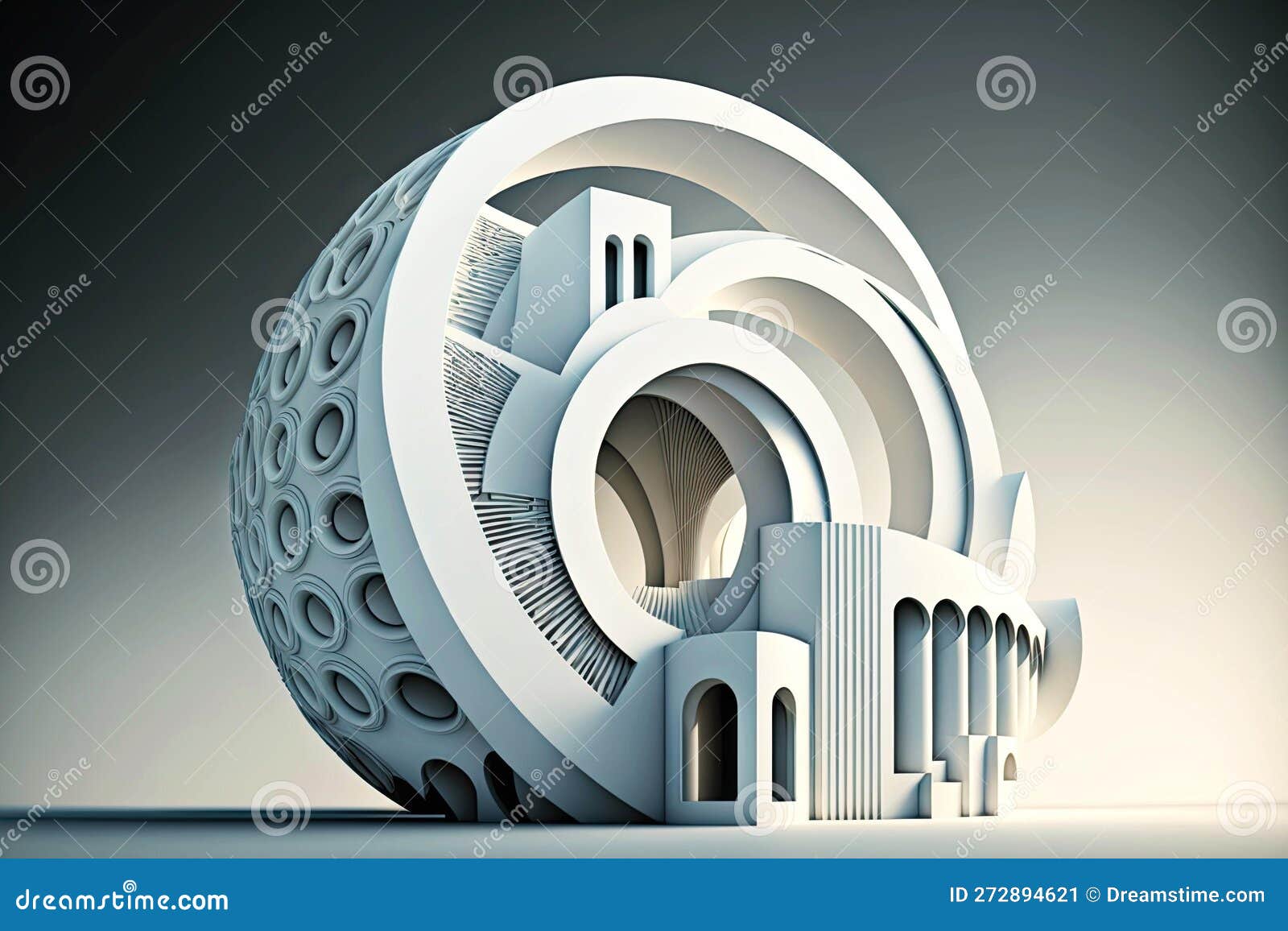 Abstract Complex Figure of White Rings for 3d Rendering Minimal Room ...