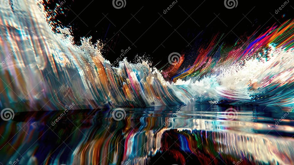 Abstract of Glitch with Digital Pixel Effect Scatter Around Background ...