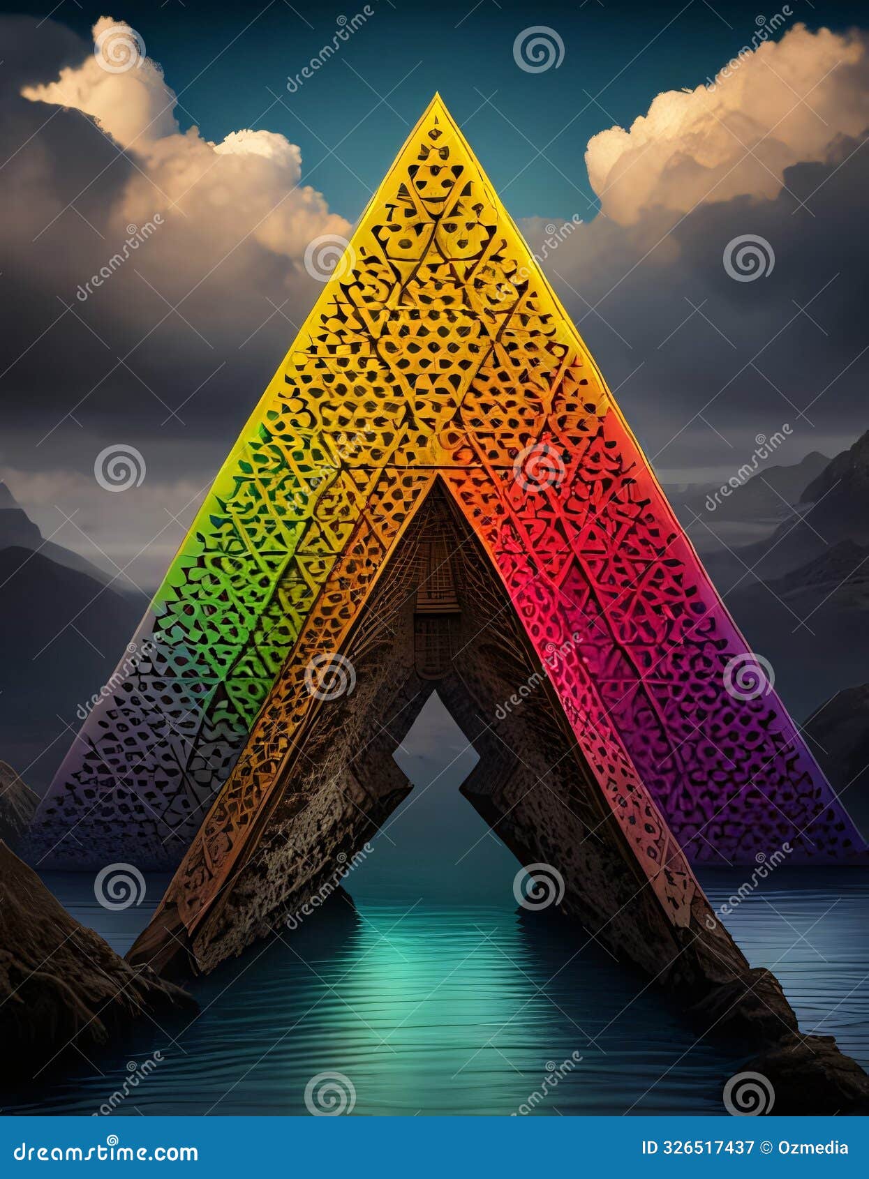 Abstract Complex Multicolor Sierpinski Triangle with Sharp, Angular ...