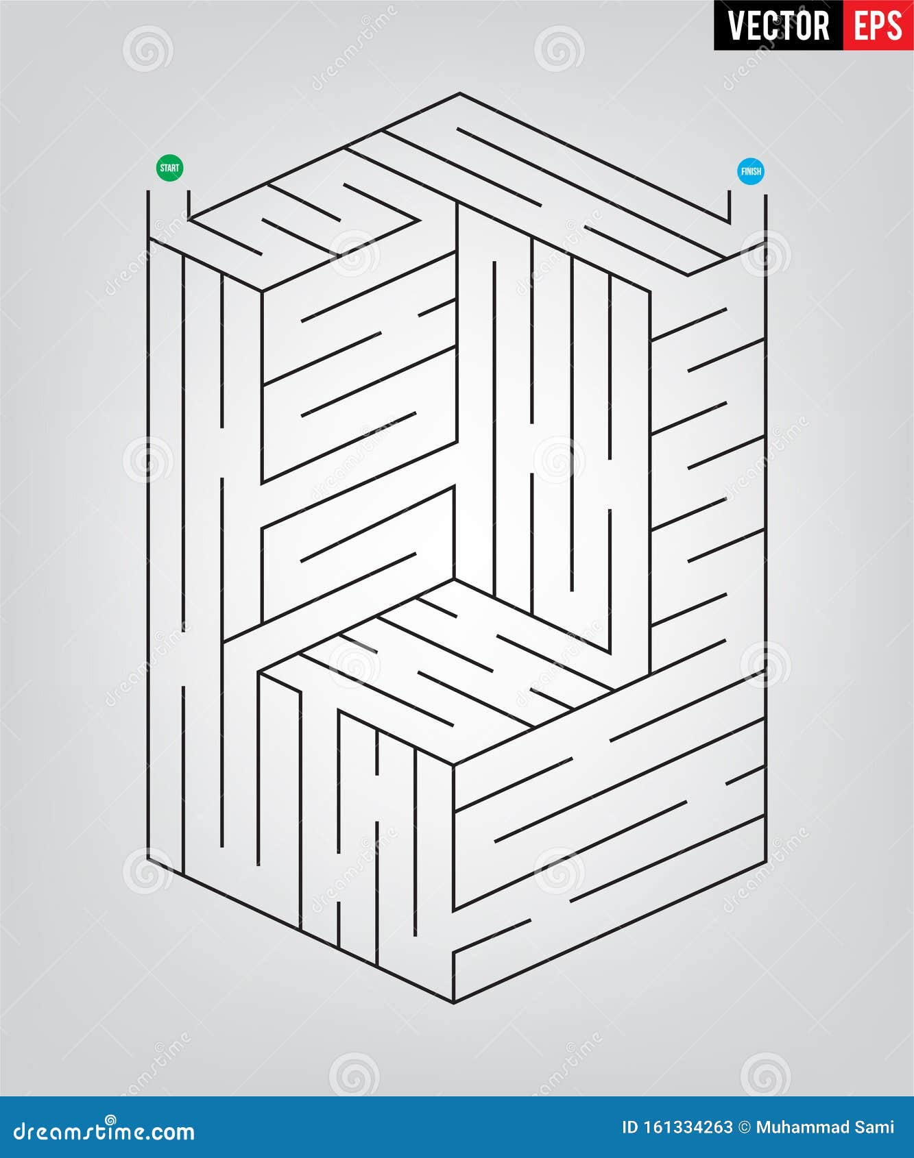 Abstract Complex Square Labyrinth. Black Color on a Grey Background. an ...