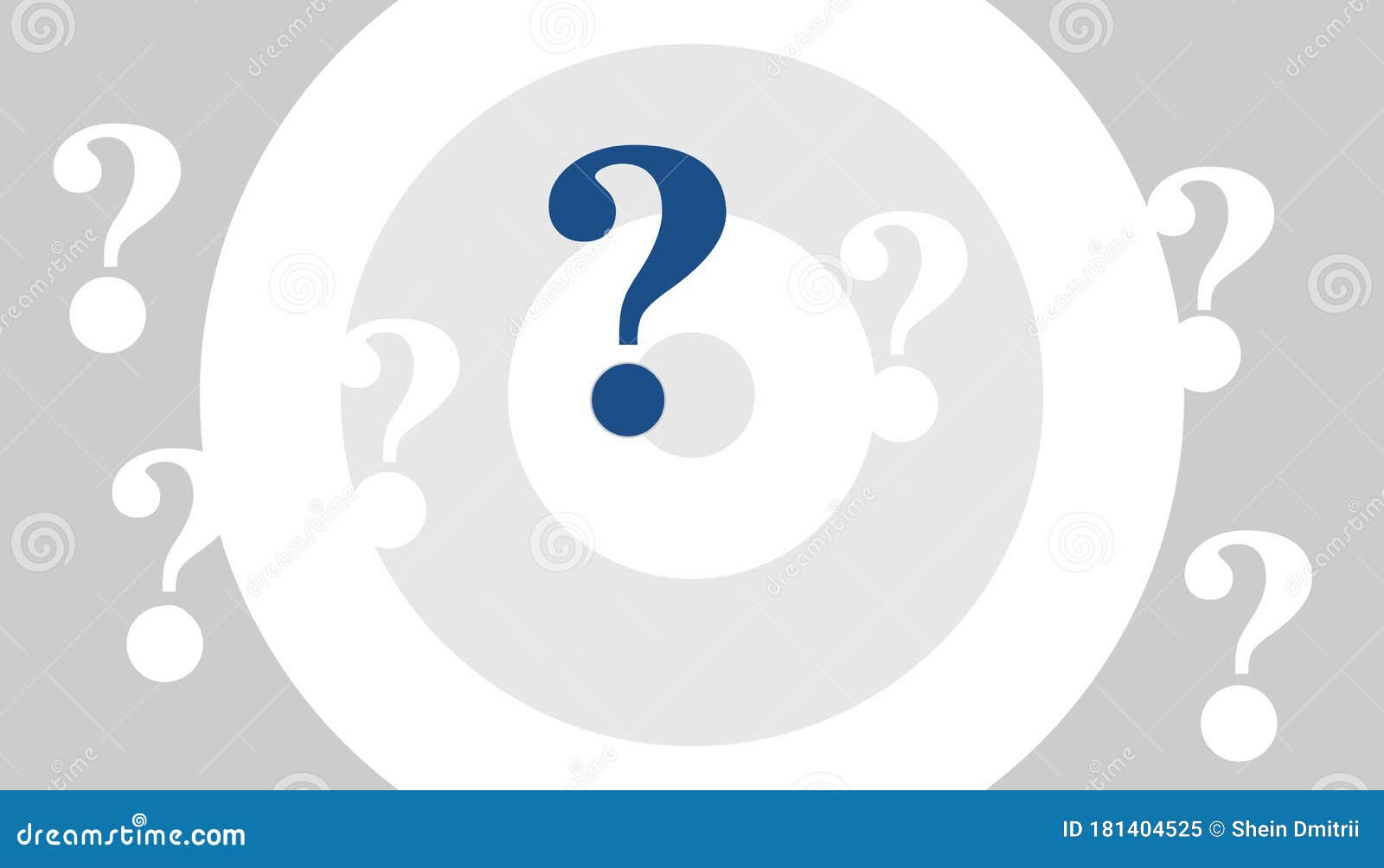 Abstract Composition with Black and White Circles and Question Marks ...