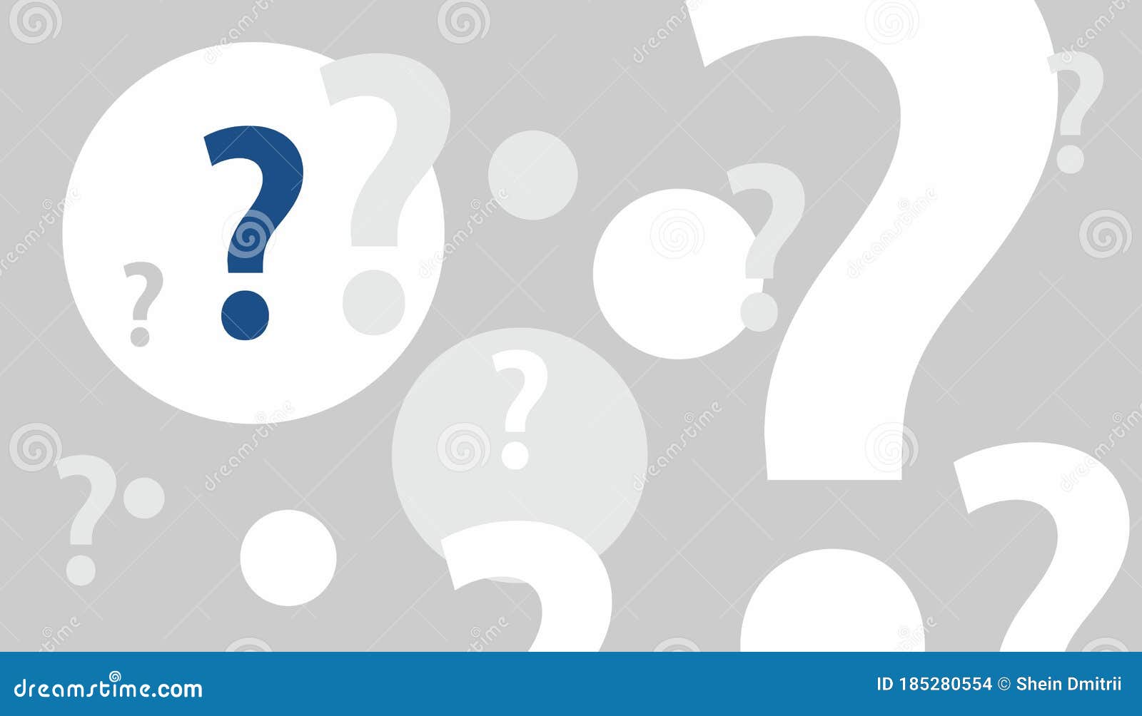 Abstract Composition with Black and White Circles and Question Marks ...