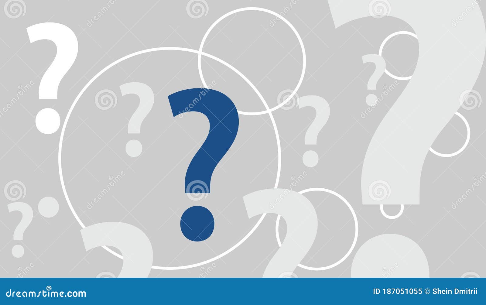 Abstract Composition with Black and White Circles and Question Marks ...