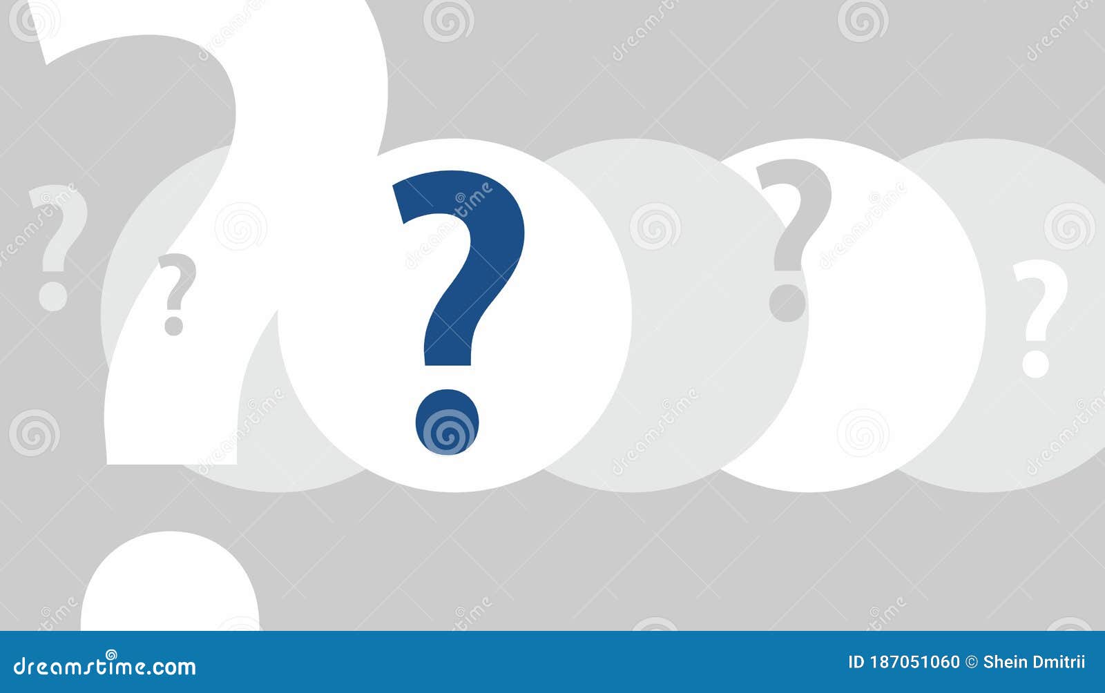 Abstract Composition with Black and White Circles and Question Marks ...