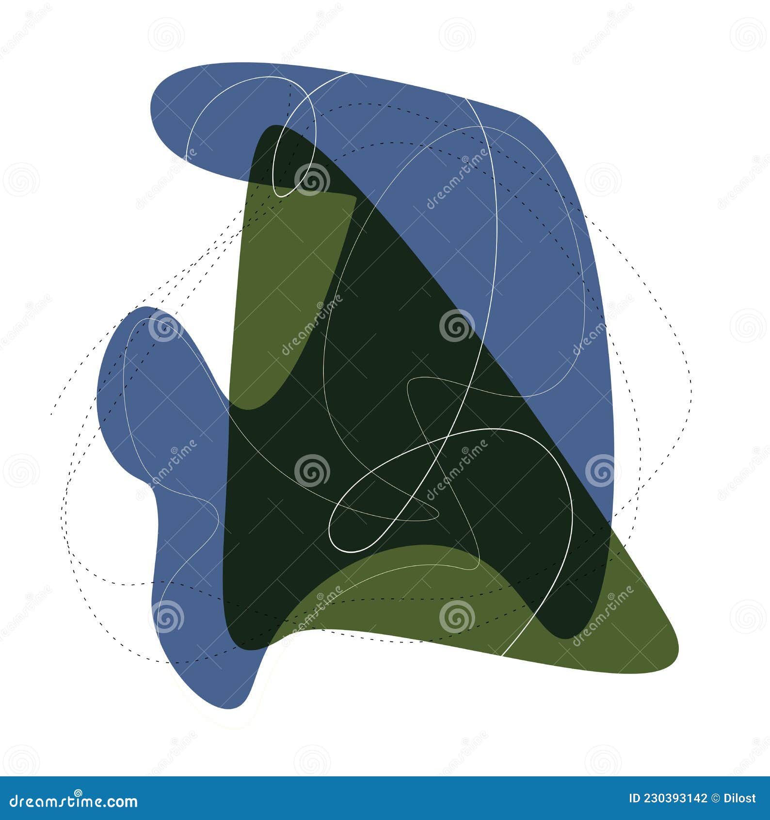 Abstract Composition of Blue and Green Shapes Using Transparency Stock ...