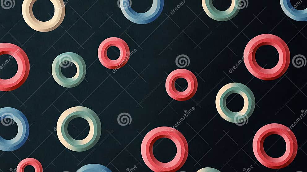 Abstract Composition of Colorful Rings on a Dark Background, Creating a ...
