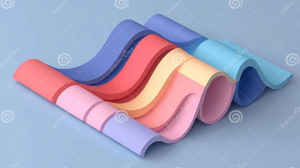 Abstract Composition of Colorful, Wavy Paper Sheets Arranged in a ...