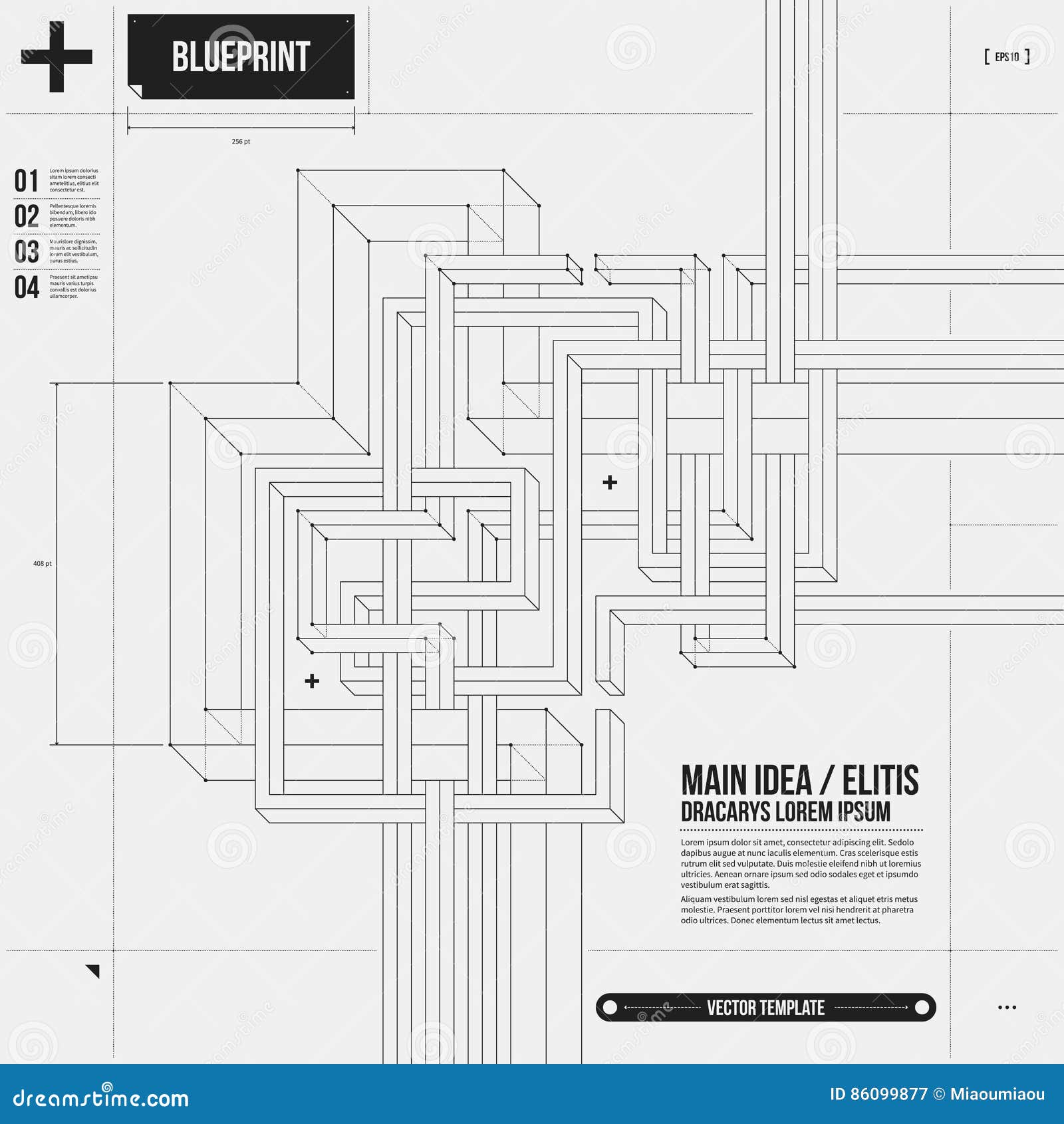 Abstract Composition with Crossing 3d Lines in Draft Style Stock Vector ...