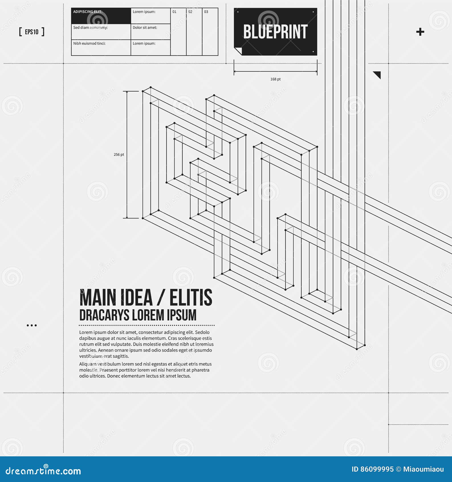 Abstract Composition with Crossing 3d Lines in Draft Style Stock Vector ...