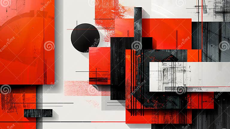 Abstract Composition Featuring Bold Geometric Forms Layered in Striking ...