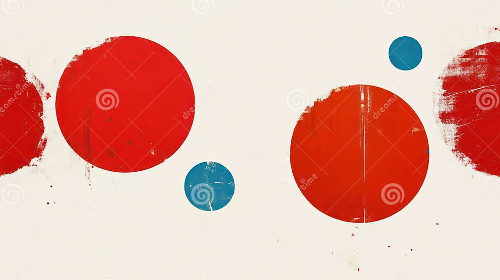 Abstract Composition Featuring Red and Blue Circles on a Light ...