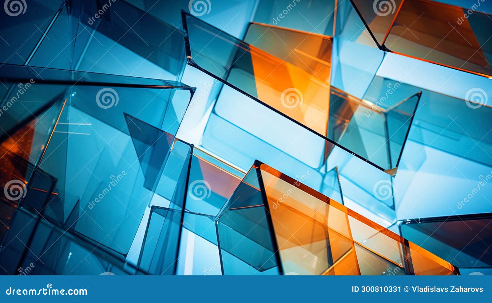 Abstract Composition of Geometric Shapes Reflected in the Glass Surface ...