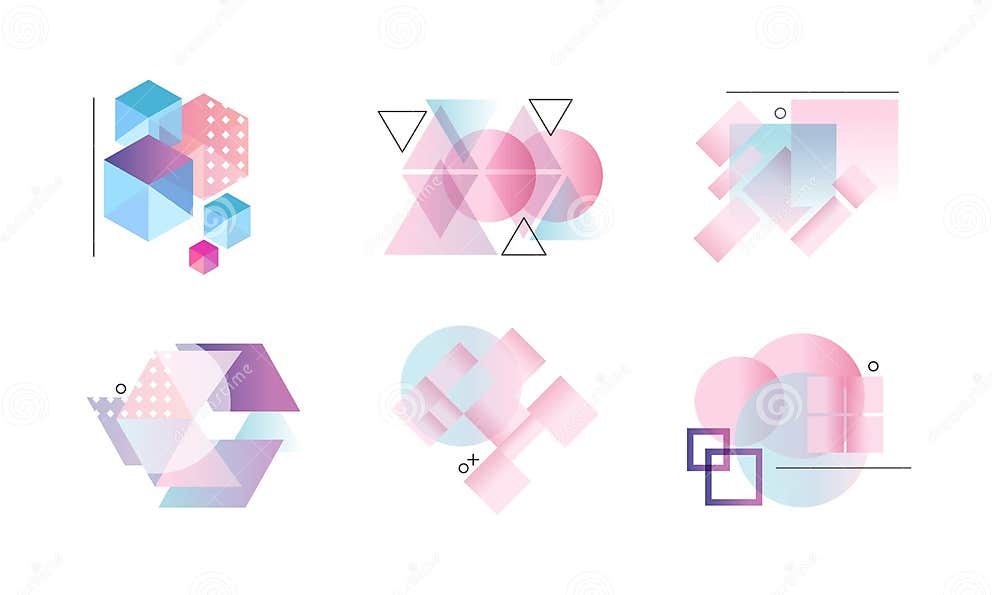 Abstract Composition with Gradient Geometry Forms and Figures Vector ...