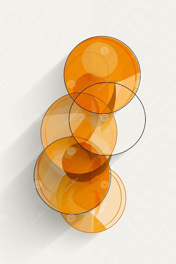 Abstract Composition Interlocking, Translucent, Concentric Orange ...