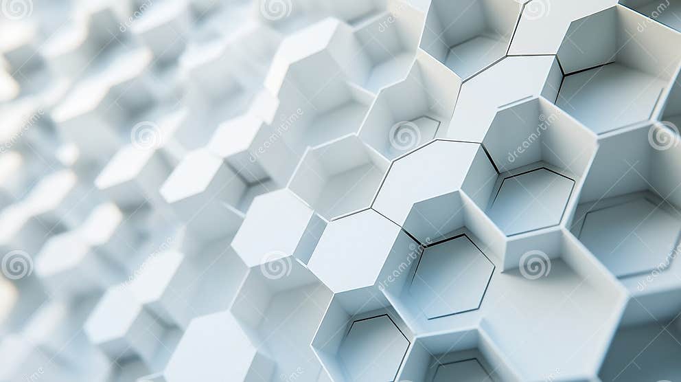Abstract Composition of Interlocking White Hexagons Stock Photo - Image ...