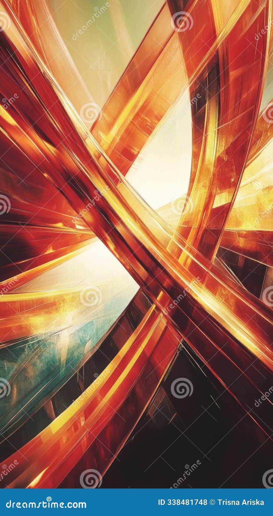 Abstract Composition of Intertwining Shapes in Warm Colors, Creating a ...