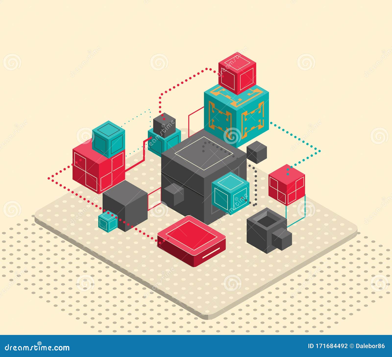 Abstract Composition with Isometric Cubes Stock Vector - Illustration ...