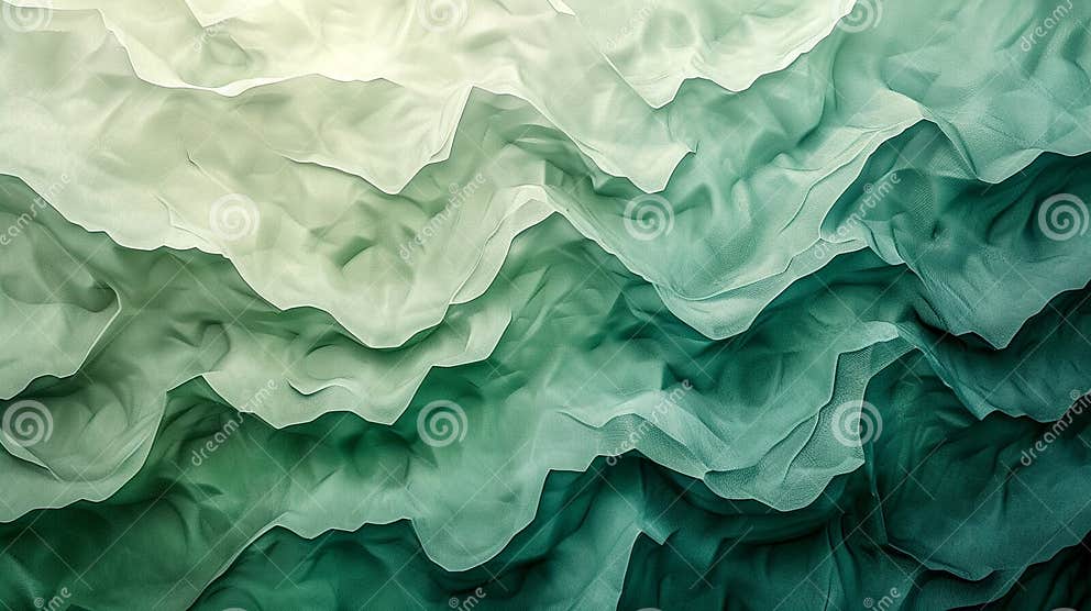 Abstract Composition of Layered Green Fabric Creating a Wavy Texture ...