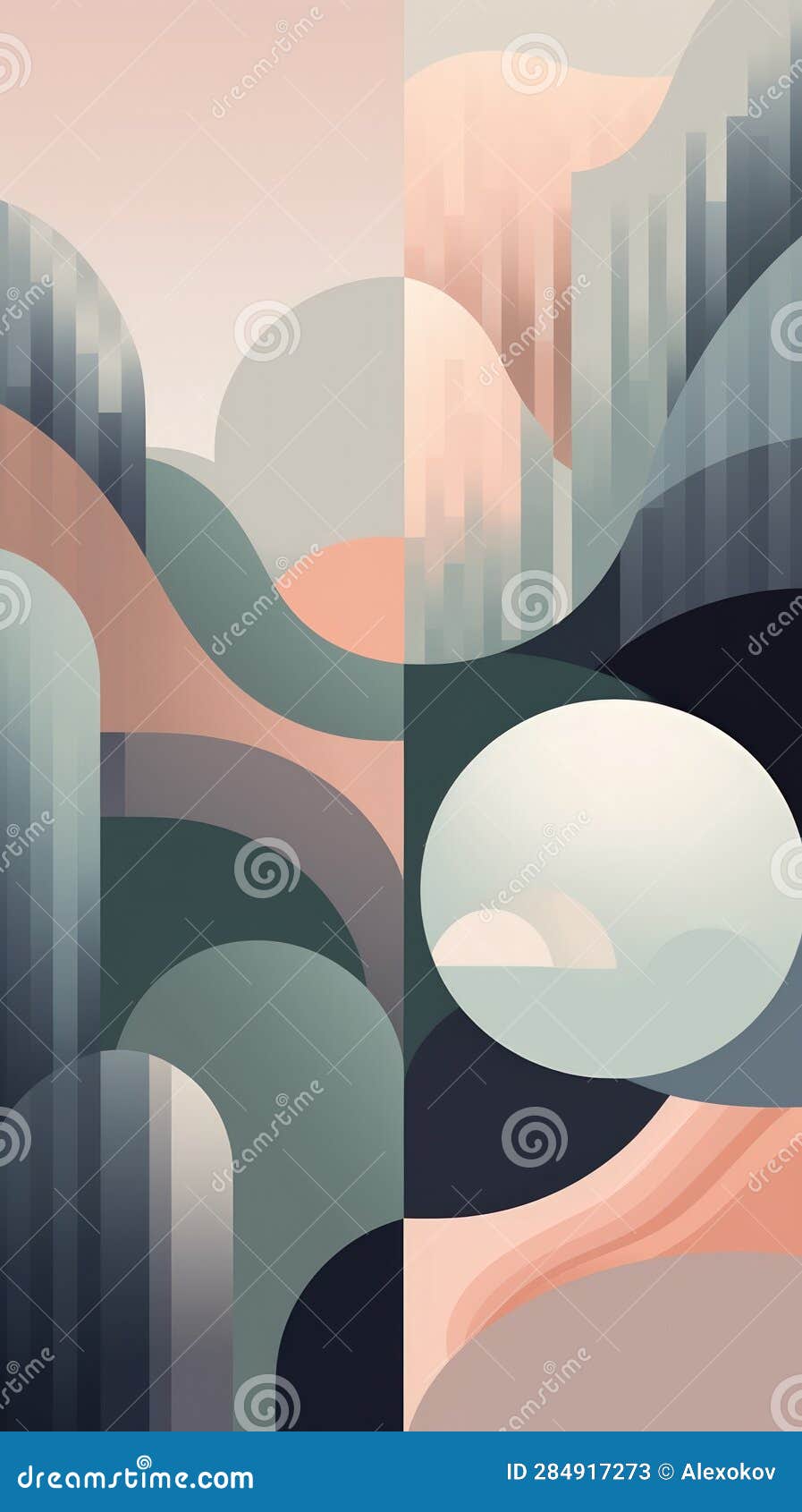 Abstract Composition of Layered and Overlapping Shapes in a Soothing ...