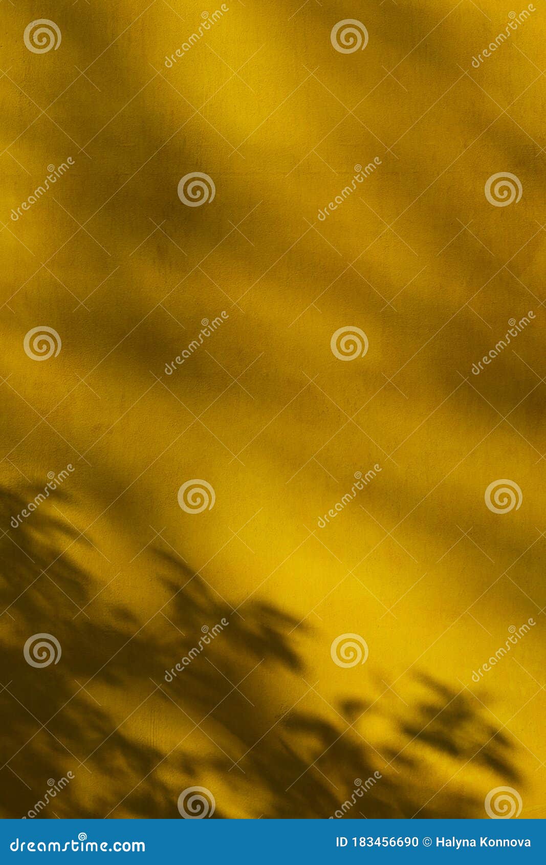 Abstract Composition of Leaves Shadows on the Yellow Wall Texture ...