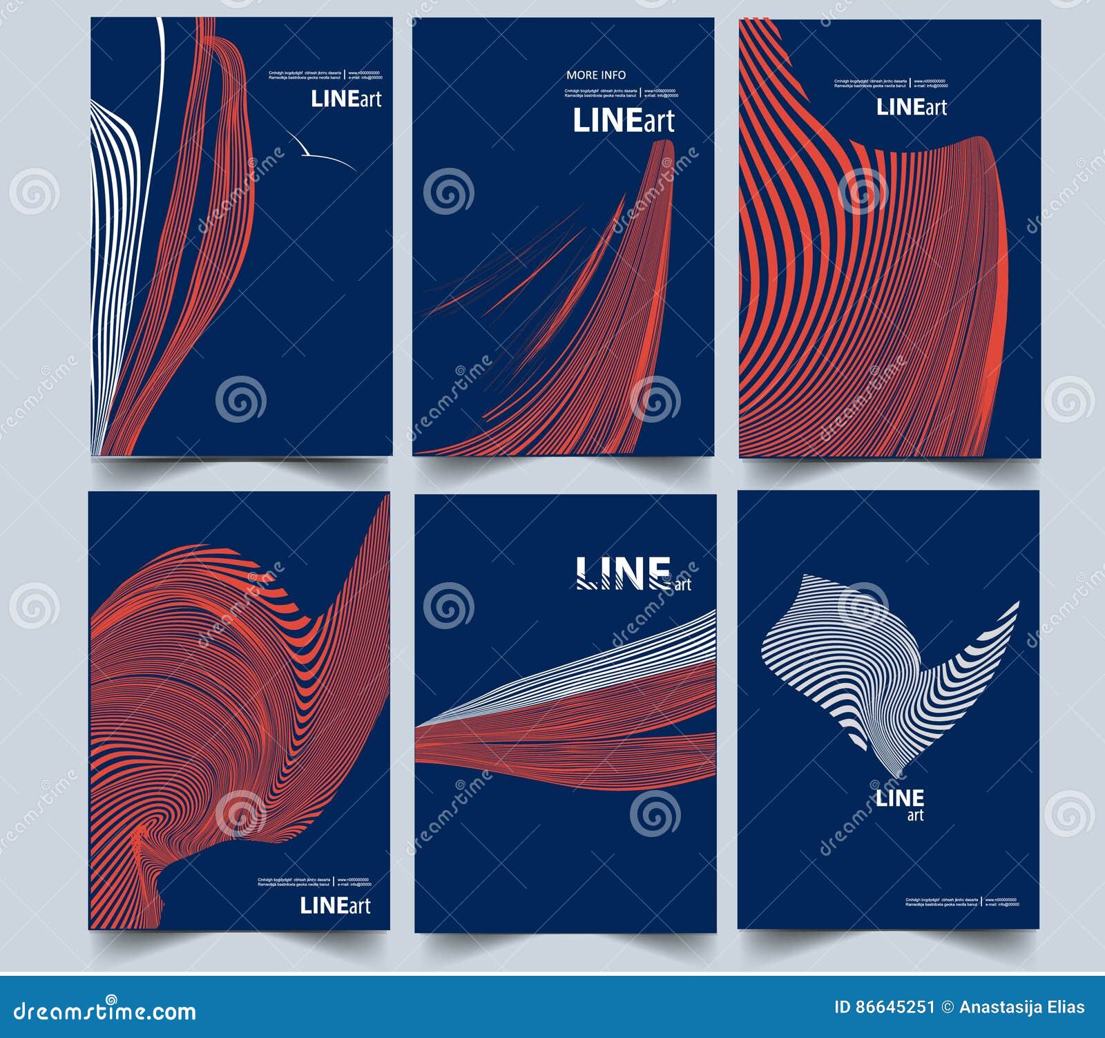 Abstract Composition. Line Art. A4 Cover Design Set Stock Vector ...