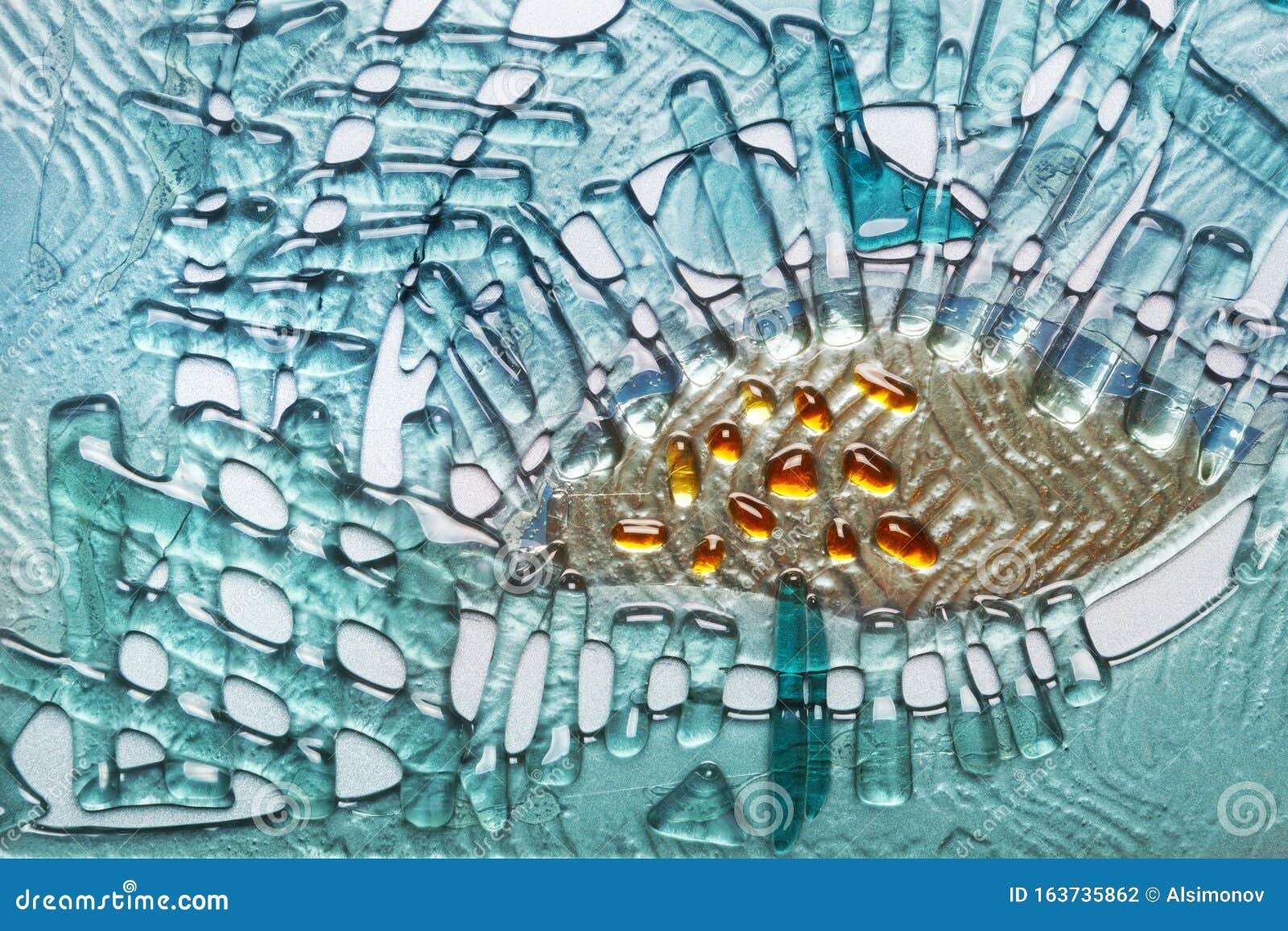 Abstract Composition Made of Colored Glass by Fusing Technology Stock ...