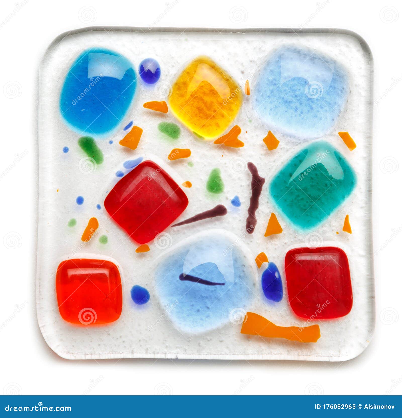 Abstract Composition Made of Colored Glass by Fusing Technology Stock ...