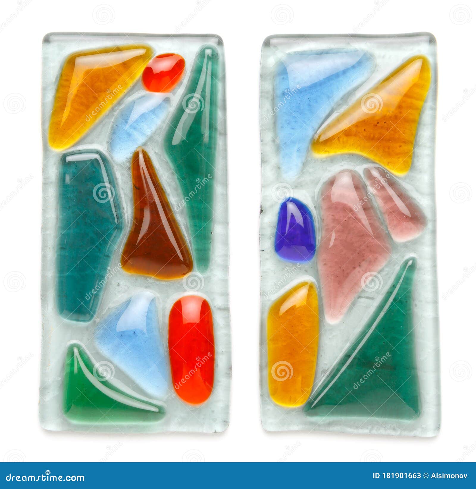 Abstract Composition Made of Colored Glass by Fusing Technology Stock ...