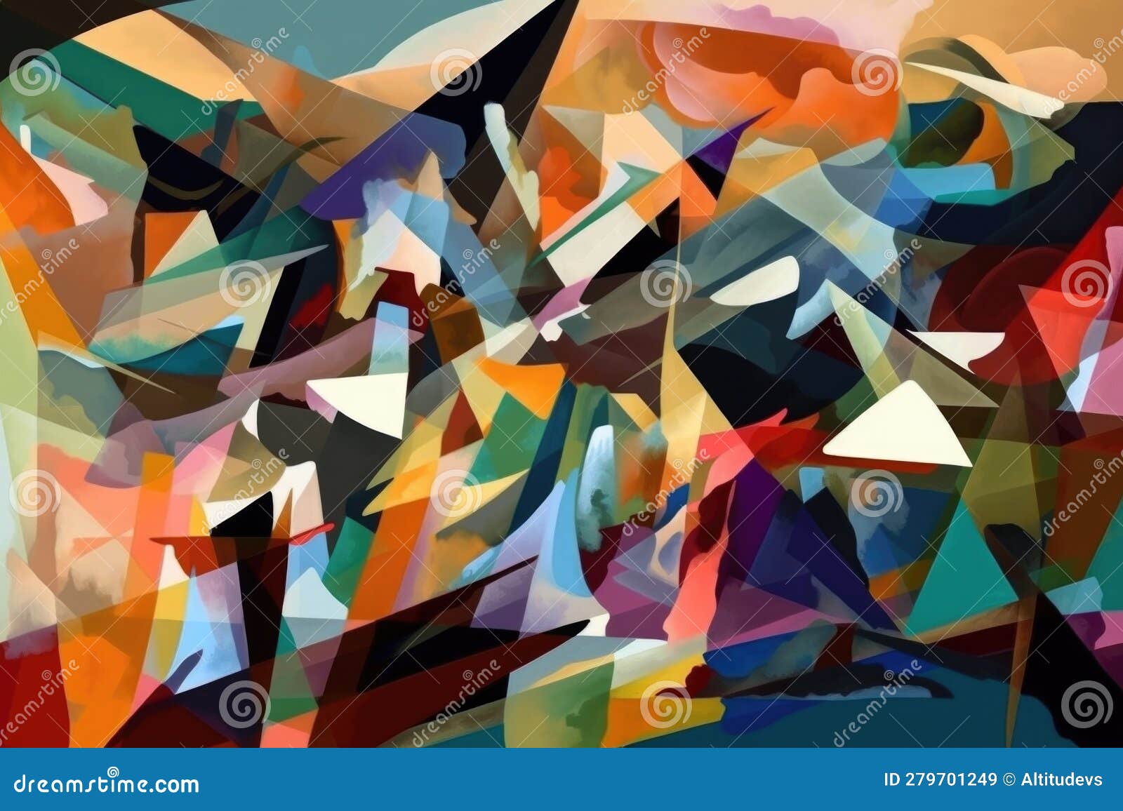 Abstract Composition, Made of Deconstructed and Fragmented Shapes in ...