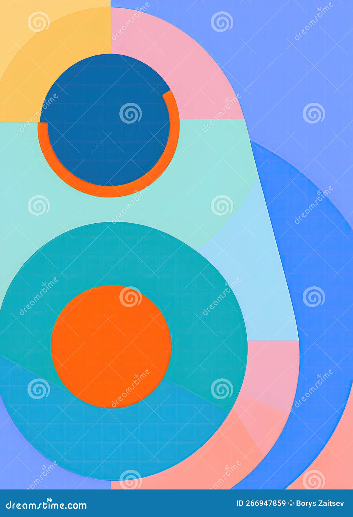 Abstract Composition of Multi-colored Circles on a Blue Background ...