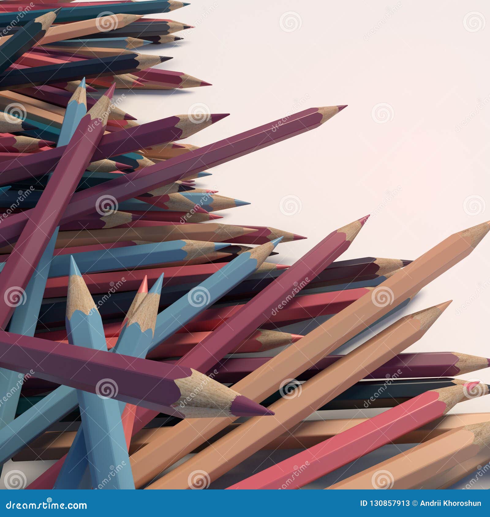 Abstract Composition Number Colored Pencils on a Light Surface. Design ...