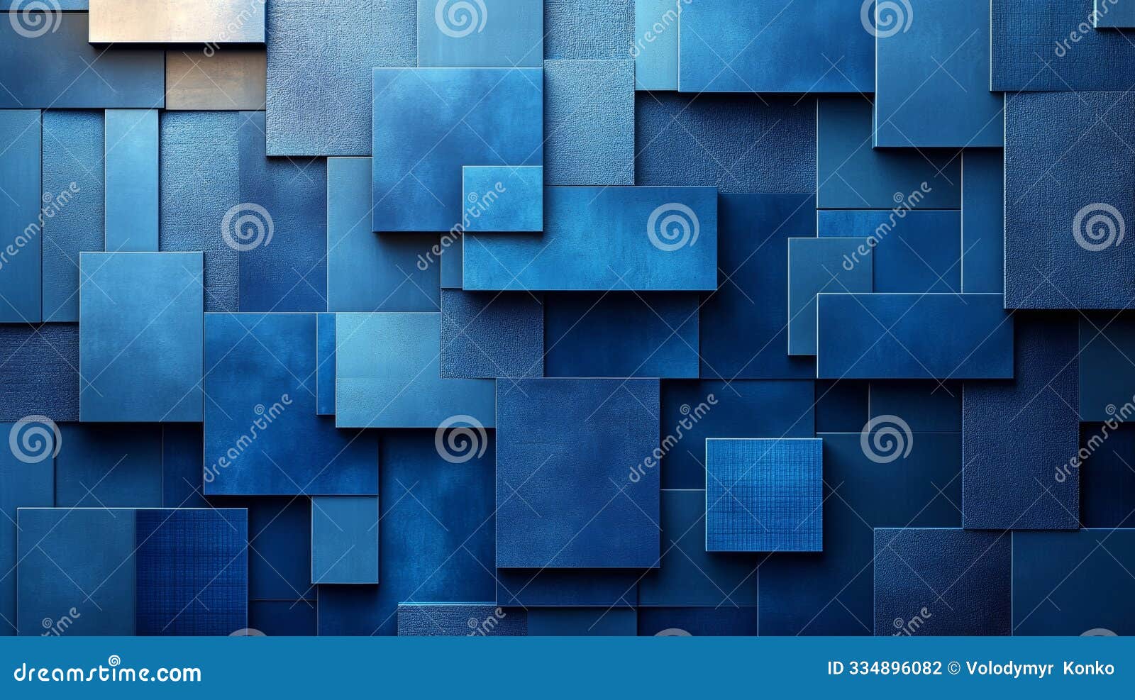 Abstract Composition of Overlapping Blue Tiles, Geometric Pattern ...