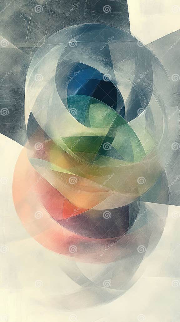 Abstract Composition of Overlapping Shapes and Colors Creating a Sense ...