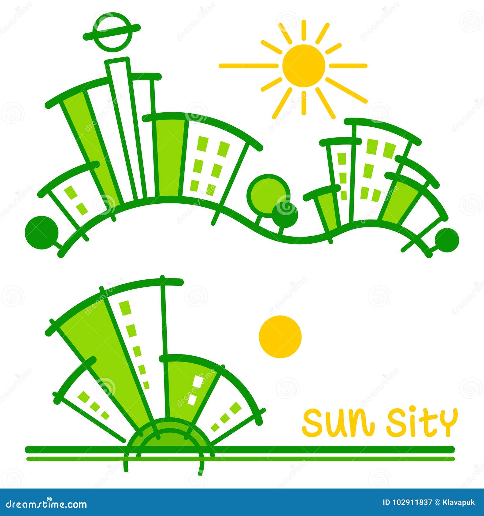 Sun Sity. Vector Illustration Stock Vector - Illustration of town ...