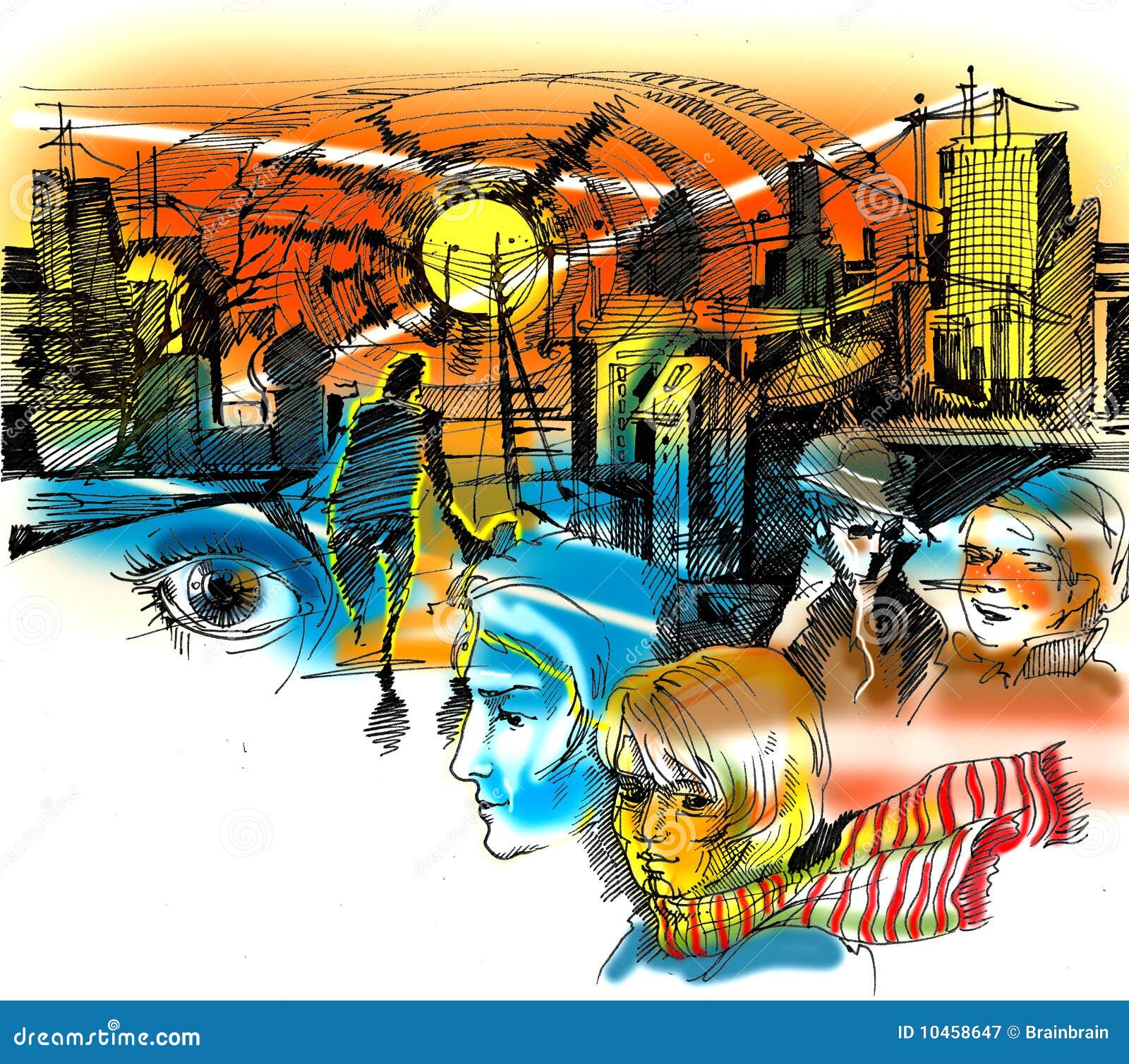 Abstract Composition with People Stock Illustration - Illustration of ...