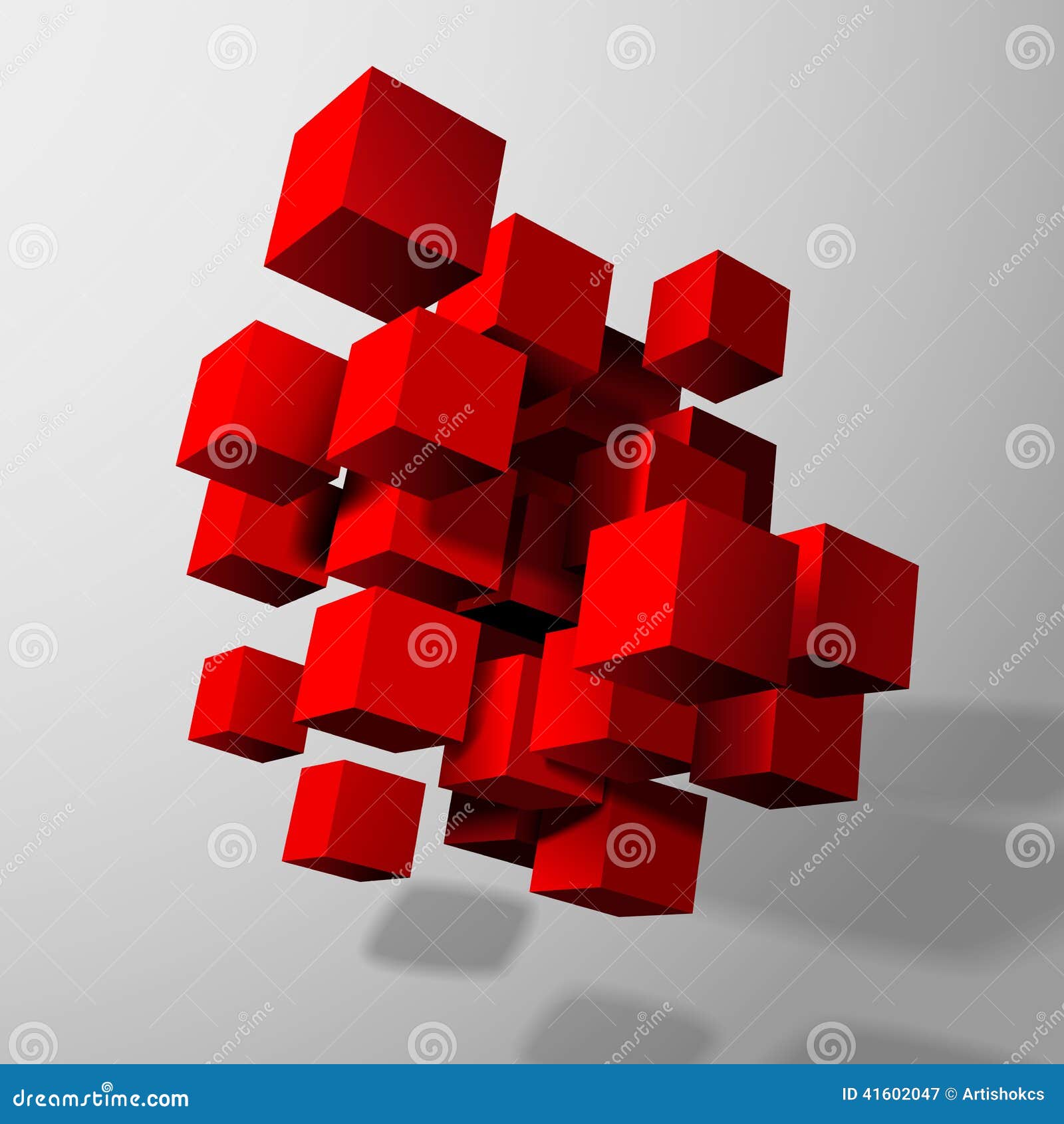 Abstract Composition of Red 3d Cubes. Stock Vector - Illustration of ...