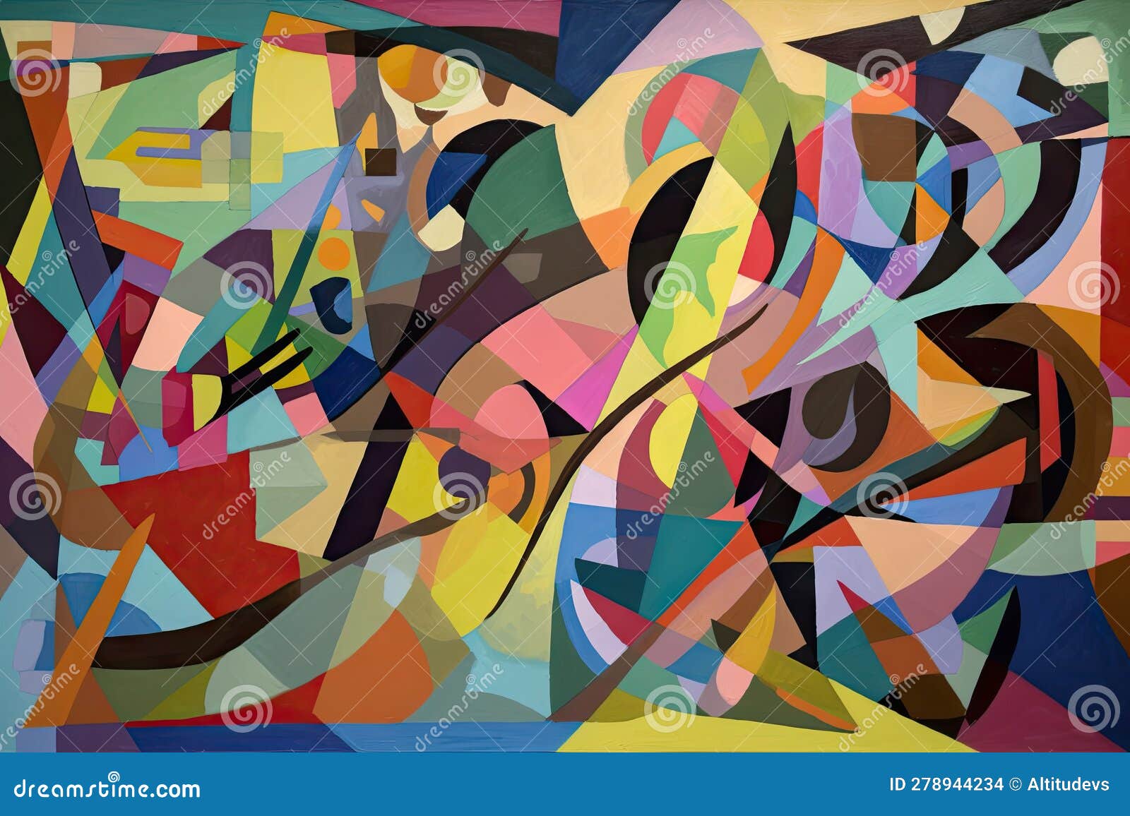 An Abstract Composition of Shapes and Colors, with Geometric Forms ...