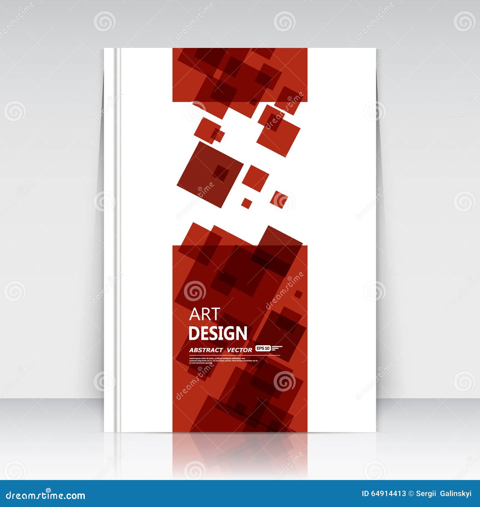 Abstract Composition, Square Text Frame Surface, Red A4 Brochure Title ...
