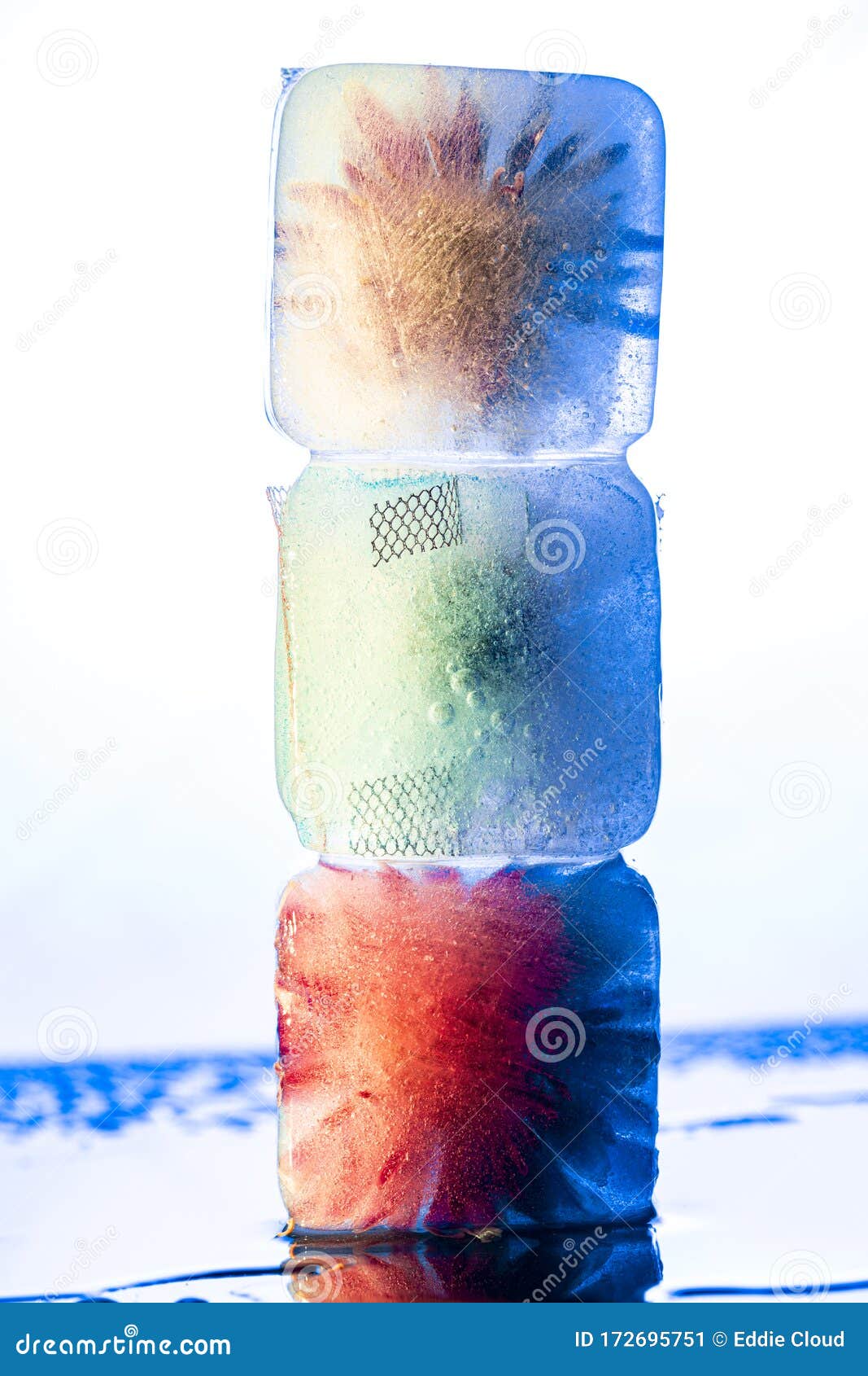 Abstract Composition with Stack of Colourful Ice Blocks on White ...