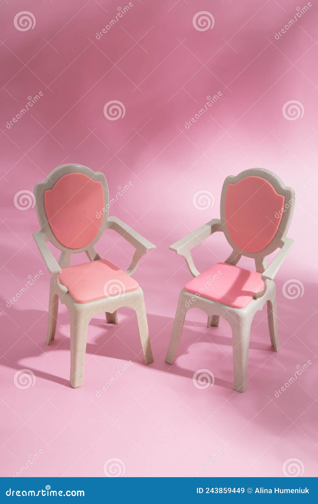 Abstract Composition Still Life Puppet Chairs on a Pink Background with ...