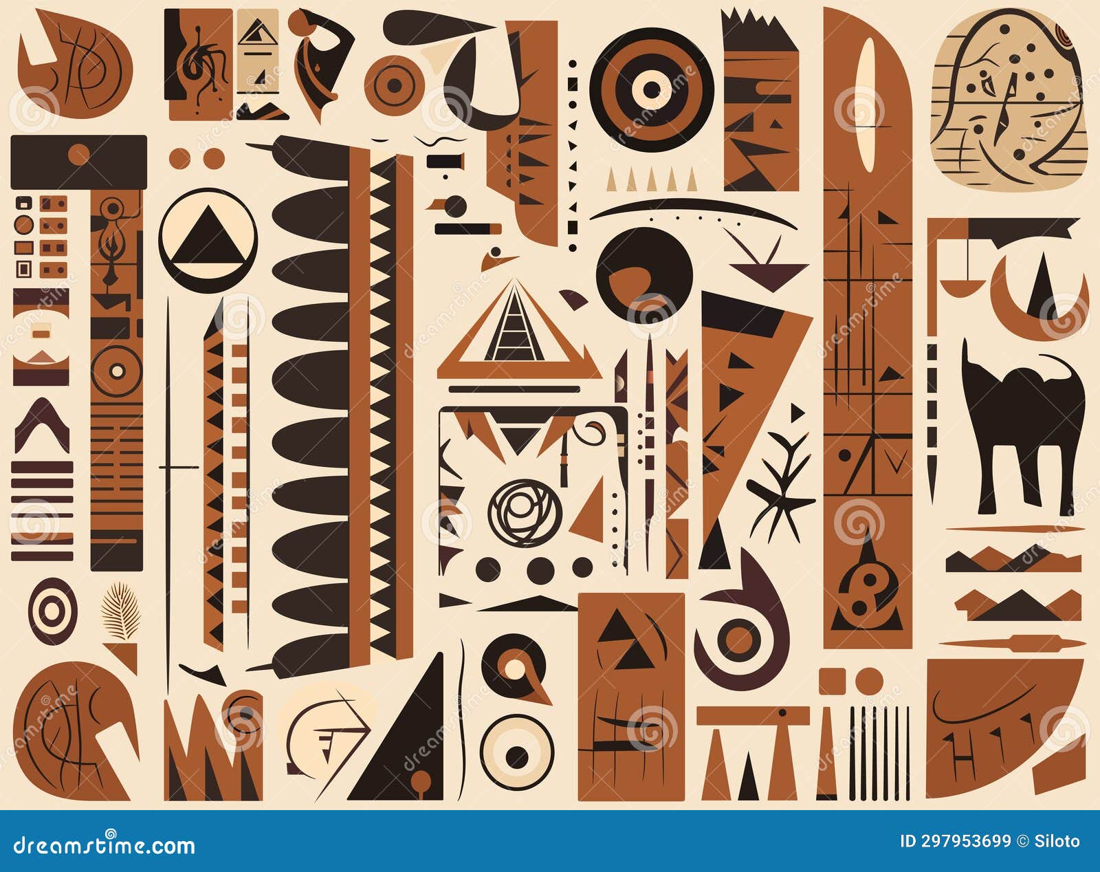 Abstract Composition in the Style of Cave Paintings and Primitive Art ...