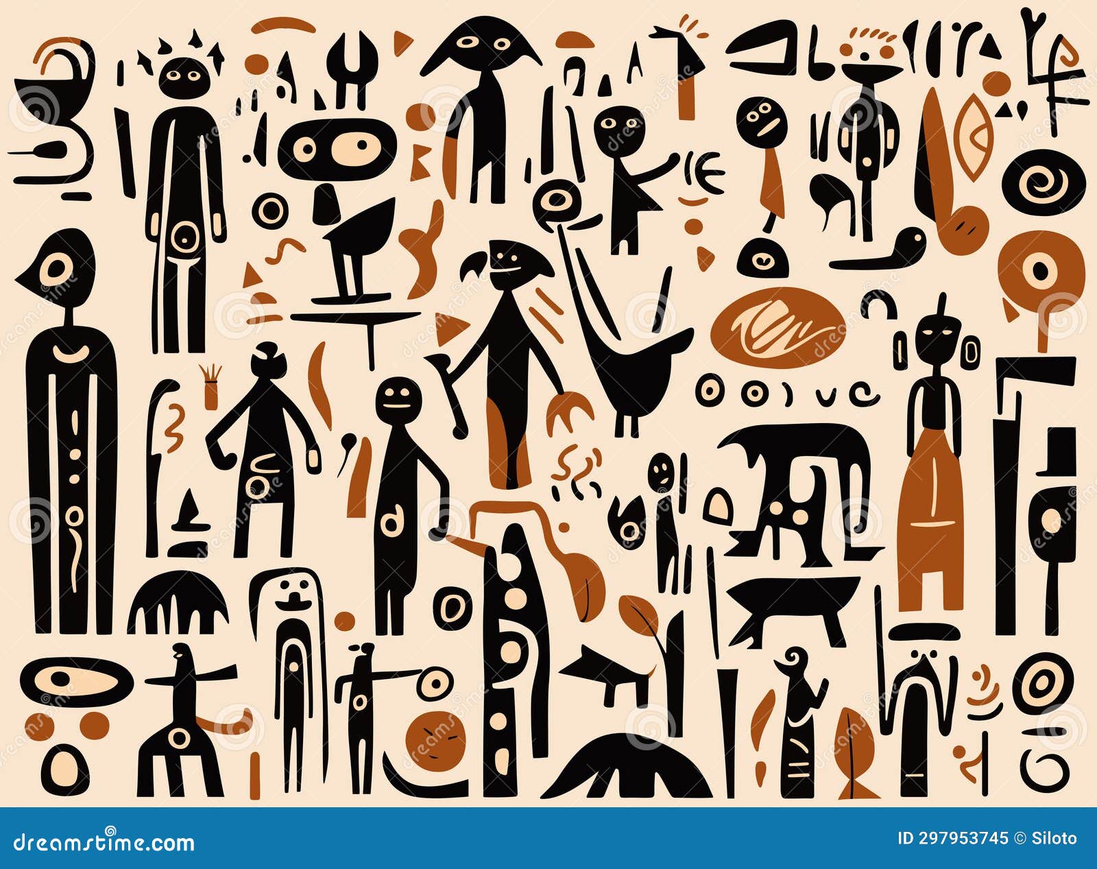 Abstract Composition in the Style of Cave Paintings and Primitive Art ...