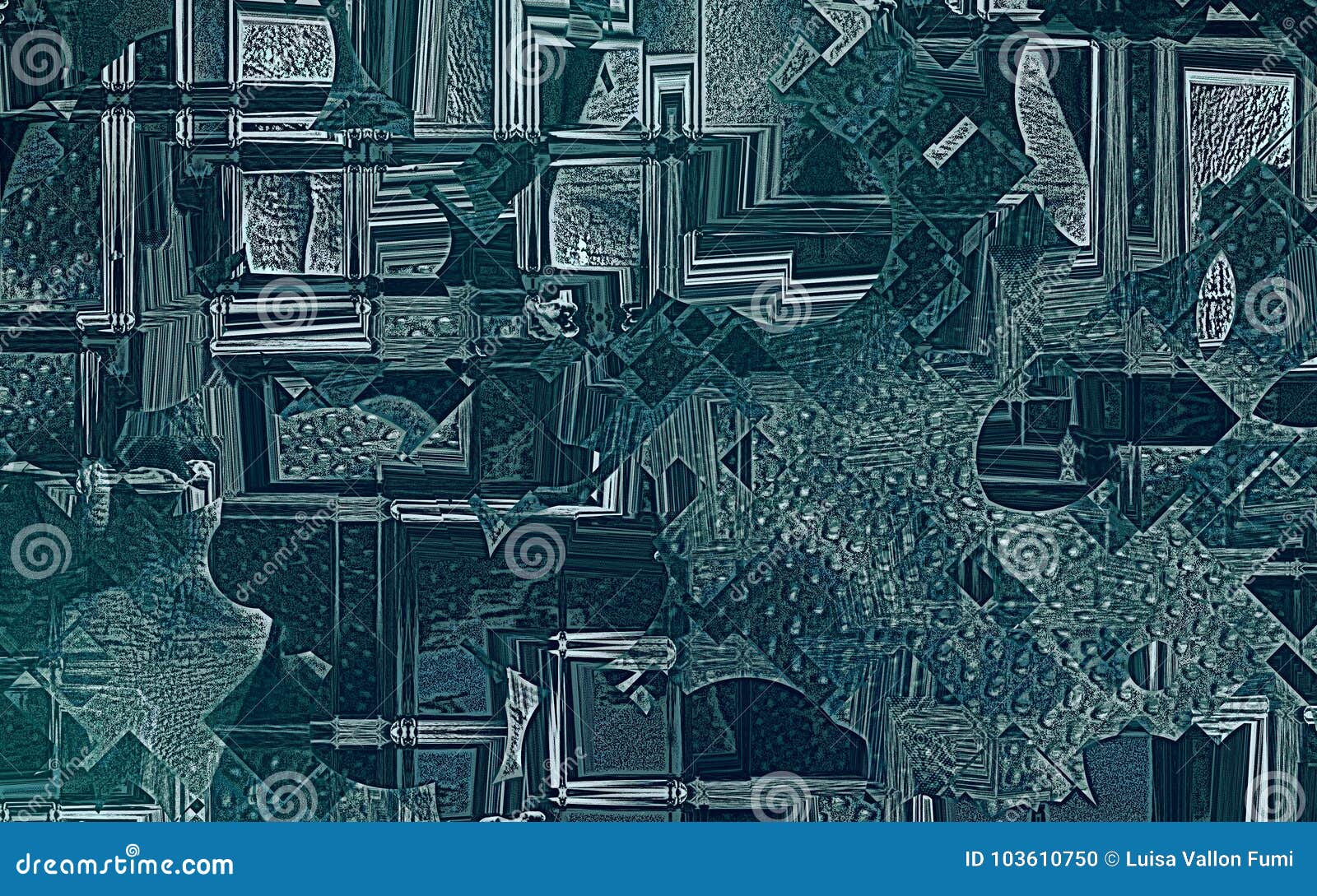 Abstract Composition of Fragmented Shapes in Green Stock Illustration ...