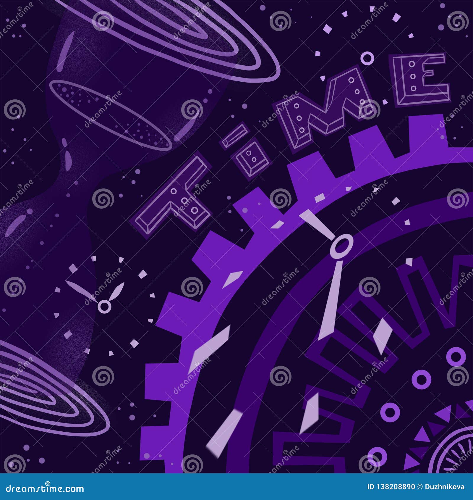 Abstract Composition on the Theme of Time in Violet Stock Illustration ...