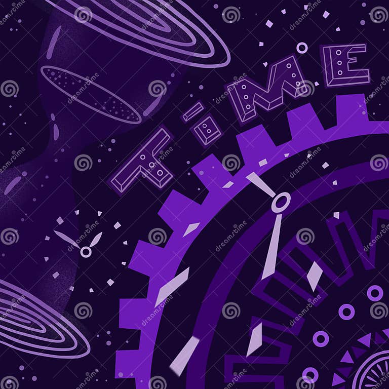 Abstract Composition on the Theme of Time in Violet Stock Illustration ...