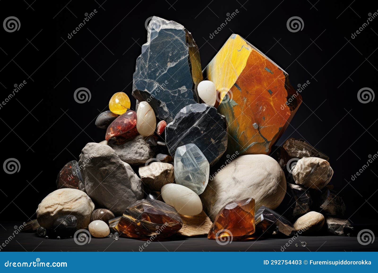 Abstract Composition Using Stones and Minerals Stock Illustration ...