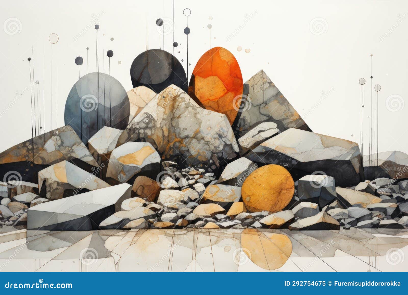 Abstract Composition Using Stones and Minerals Stock Illustration ...