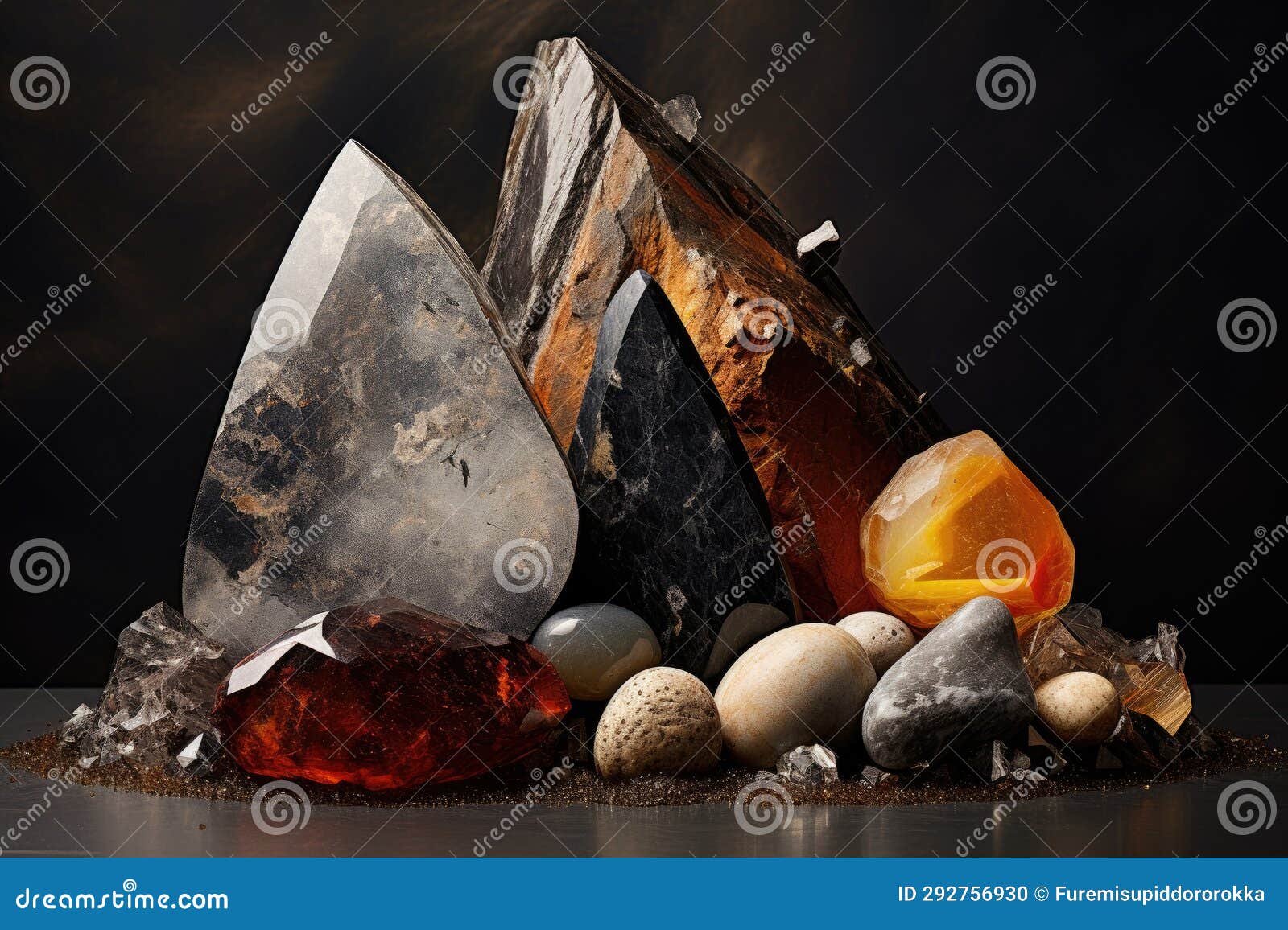 Abstract Composition Using Stones and Minerals Stock Illustration ...